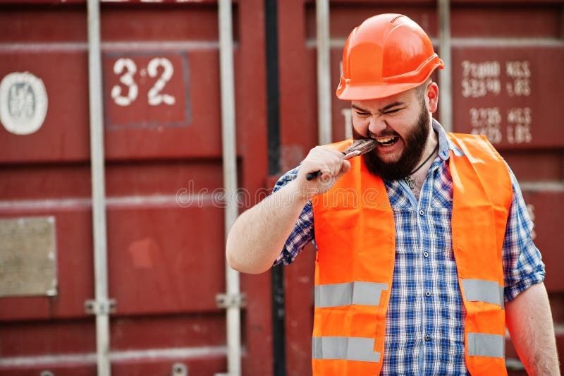 Brutal Beard Worker Man Suit Construction Worker Stock Photo - Image of ...