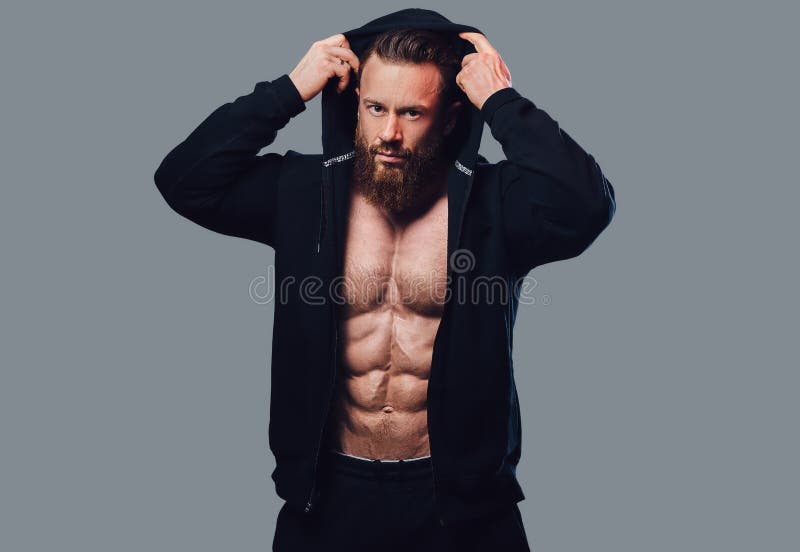 Bodybuilder Man in the Hood Showing His Torso Stock Photo - Image of ...