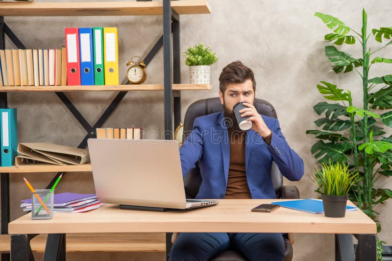 Brutal Busy Network Administrator with Pc at Office, Check Email Stock ...