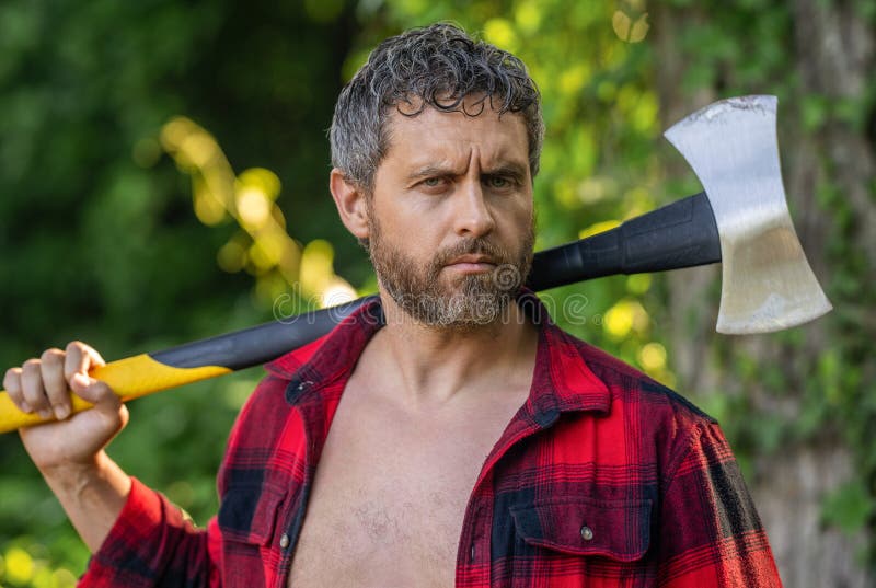 Brutality Masculinity Hispanic Man Logging Axe Lumberjack Hardworking ...