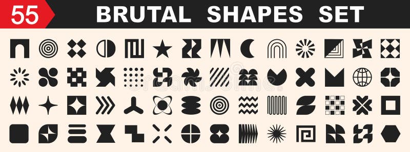 Brutal Shapes Geometric Set. Collection Vector Shapes and Forms, Trendy ...