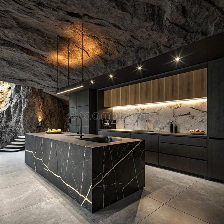 Brutal Style Hobar Design, in Dark Colors, Modern and Luxurious Stock ...