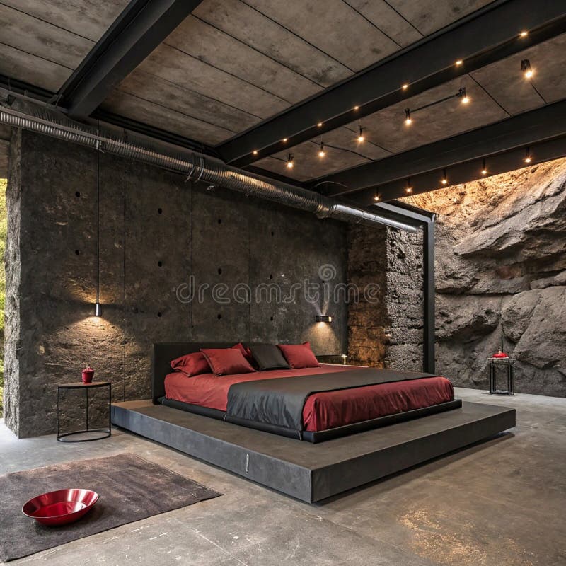 Brutal Style Hobar Design, in Dark Colors, Modern and Luxurious Stock ...