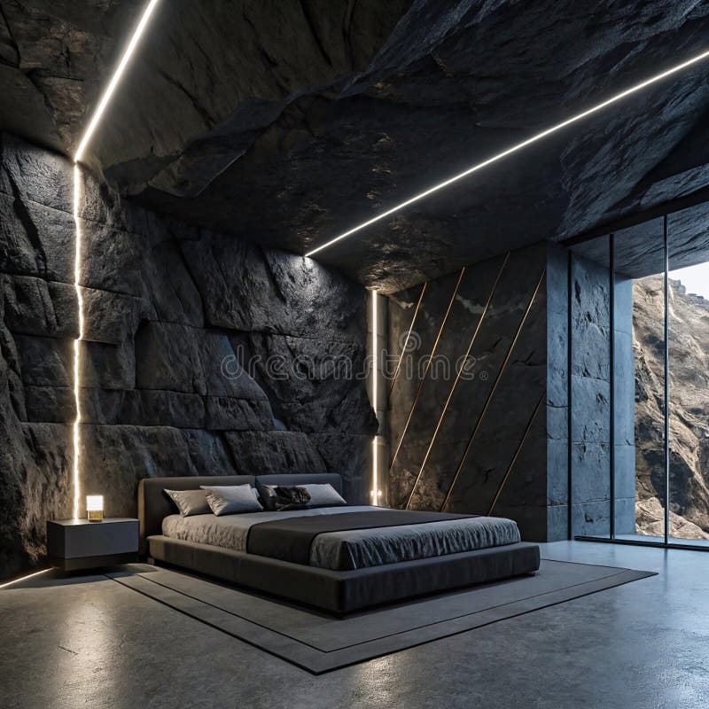 Brutal Style Hobar Design, in Dark Colors, Modern and Luxurious Stock ...