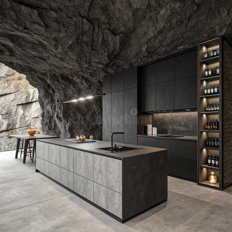 Brutal Style Hobar Design, in Dark Colors, Modern and Luxurious Stock ...