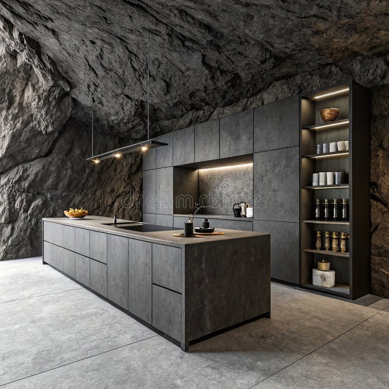 Brutal Style Hobar Design, in Dark Colors, Modern and Luxurious Stock ...