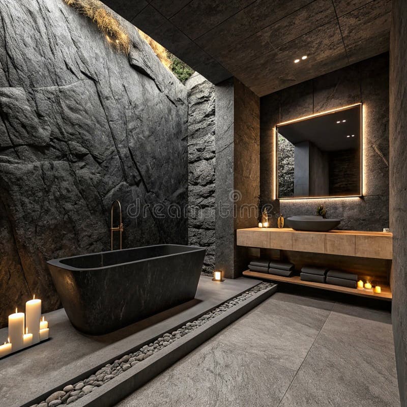 Brutal Style Hobar Design, in Dark Colors, Modern and Luxurious Stock ...