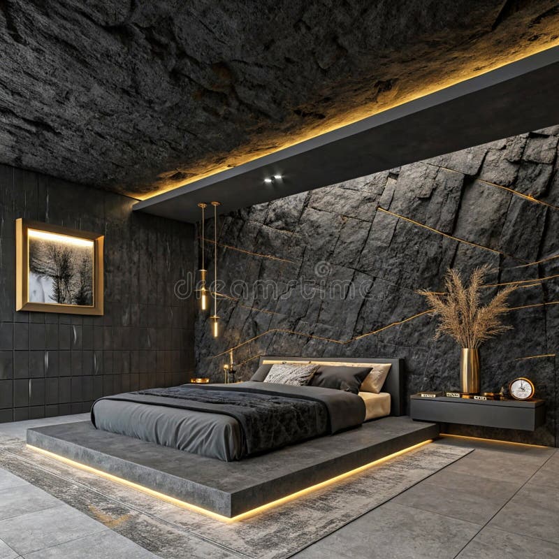 Brutal Style Hobar Design, in Dark Colors, Modern and Luxurious Stock ...