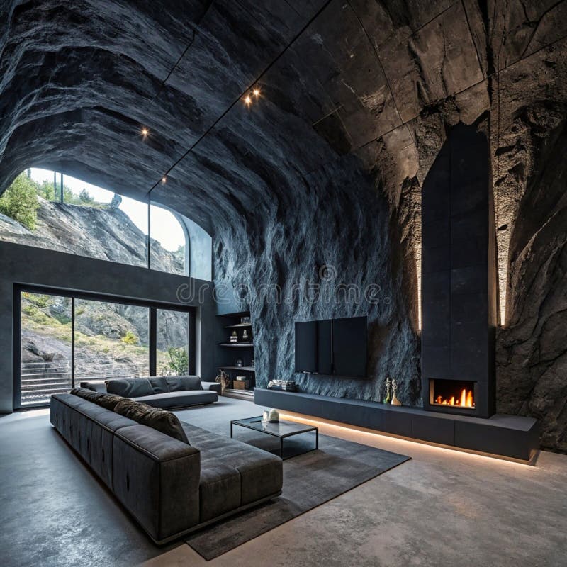 Brutal Style Hobar Design, in Dark Colors, Modern and Luxurious Stock ...