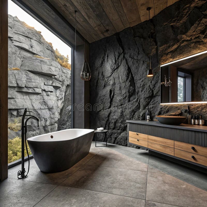 Brutal Style Hobar Design, in Dark Colors, Modern and Luxurious Stock ...