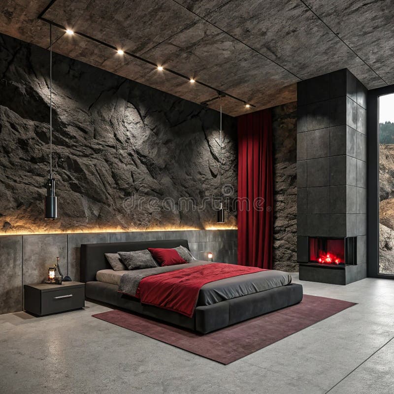 Brutal Style Hobar Design, in Dark Colors, Modern and Luxurious Stock ...