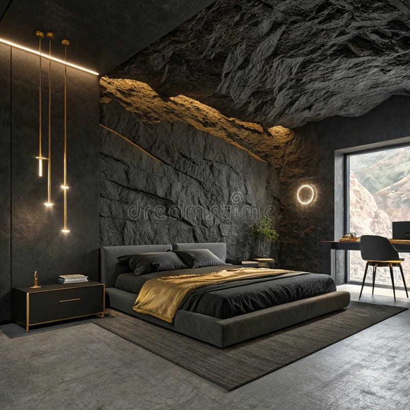 Brutal Style Hobar Design, in Dark Colors, Modern and Luxurious Stock ...