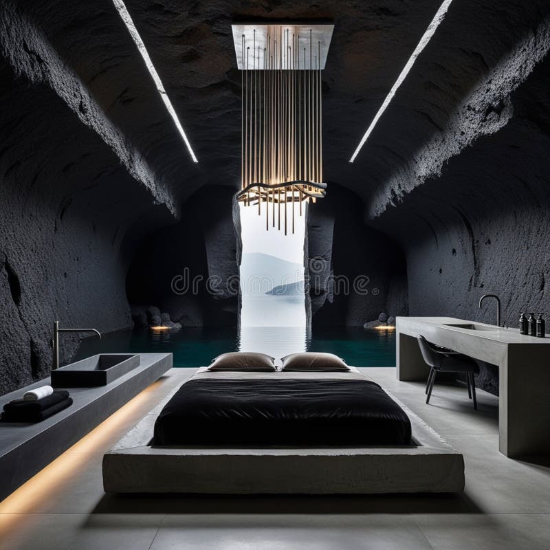 Brutal Style Hobar Design, in Dark Colors, Modern and Luxurious Stock ...