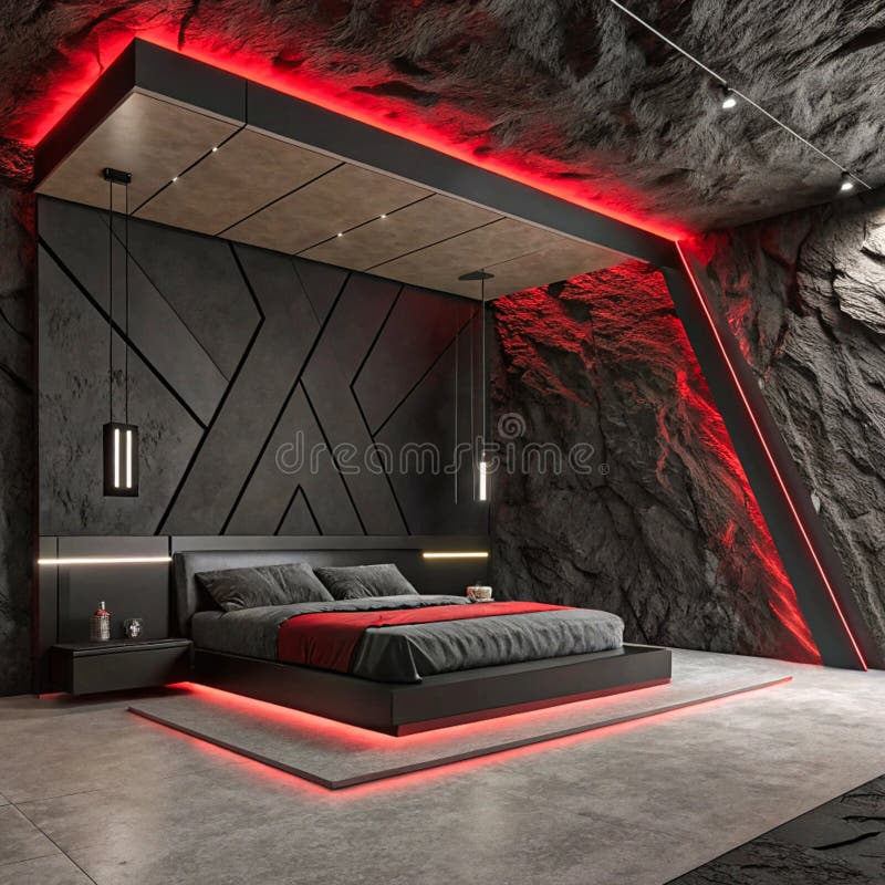 Brutal Style Hobar Design, in Dark Colors, Modern and Luxurious Stock ...