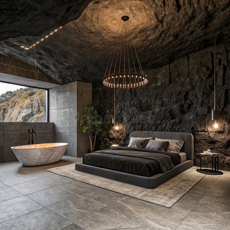 Brutal Style Hobar Design, in Dark Colors, Modern and Luxurious Stock ...