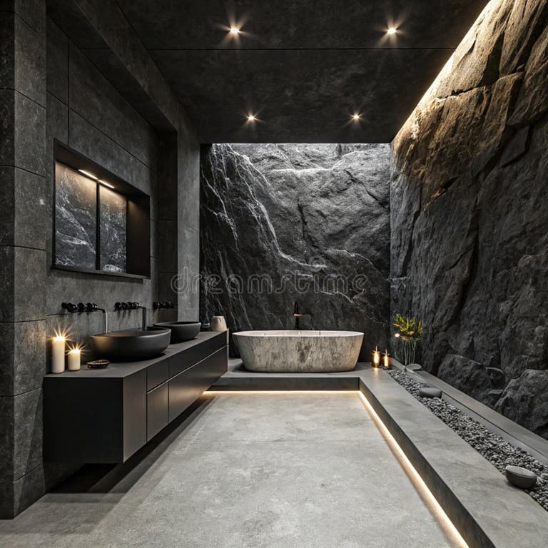 Brutal Style Hobar Design, in Dark Colors, Modern and Luxurious Stock ...