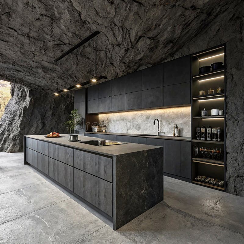 Brutal Style Hobar Design, in Dark Colors, Modern and Luxurious Stock ...