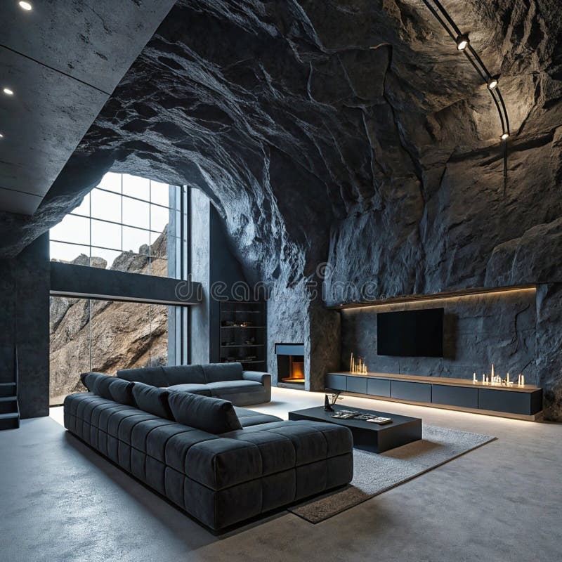 Brutal Style Hobar Design, in Dark Colors, Modern and Luxurious Stock ...