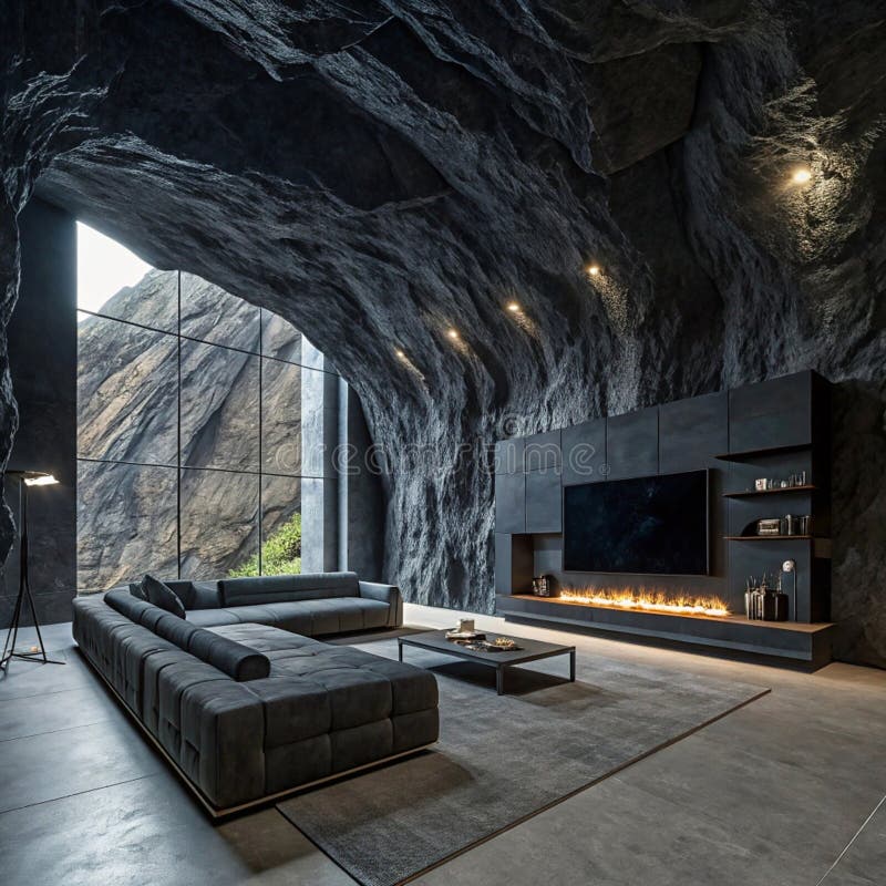 Brutal Style Hobar Design, in Dark Colors, Modern and Luxurious Stock ...