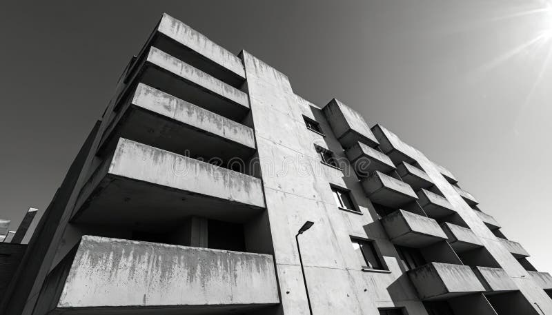 Brutalist Apartment Building Architecture. Sharp, Angular Lines Rough ...