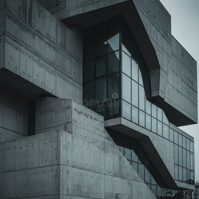 Brutalist Architectural Structure with a Stark, Angular Design ...