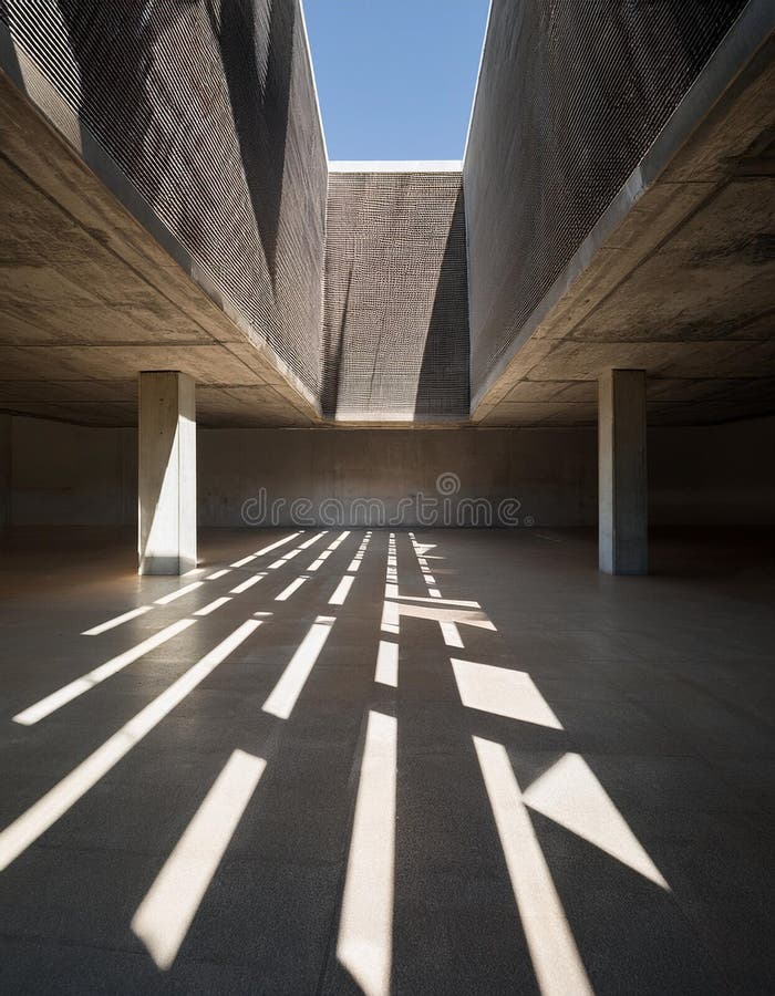 Brutalist Atrium with Dynamic Shadow Effects Stock Photo - Image of ...