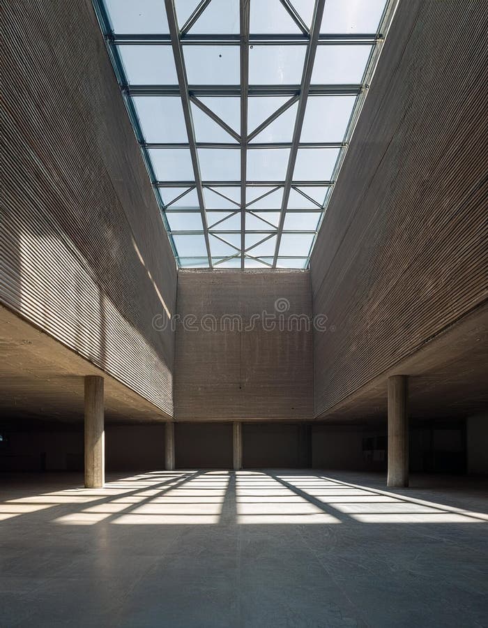 Brutalist Atrium with Dynamic Shadow Effects Stock Image - Image of ...