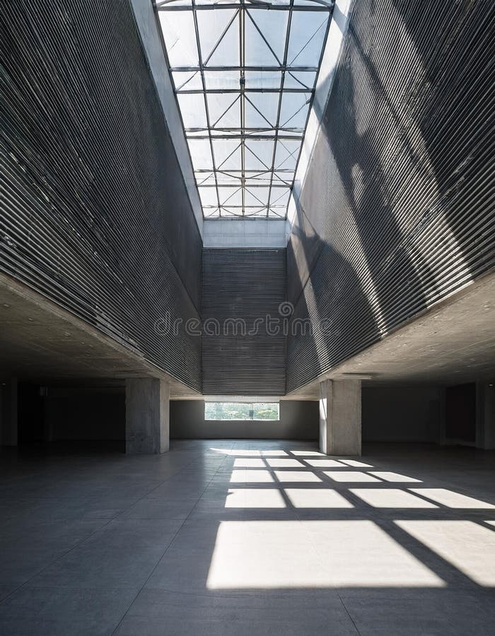 Brutalist Atrium with Dynamic Shadow Effects Stock Image - Image of ...