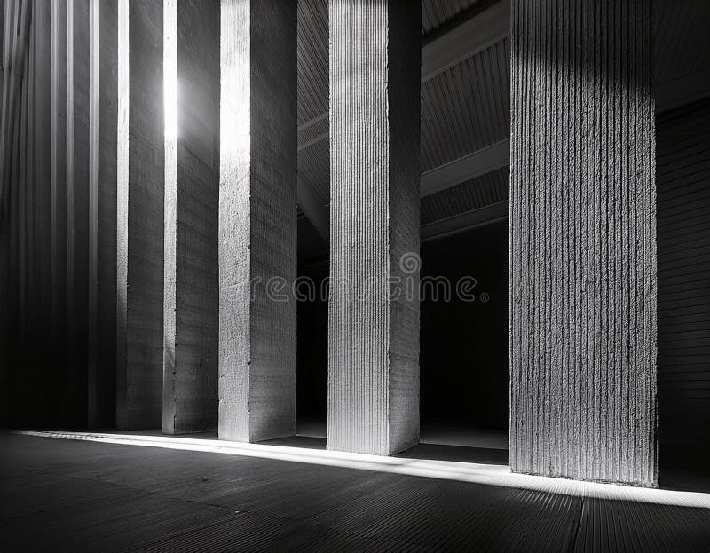 Brutalist Columns Reflecting Broken Light Stock Photo - Image of ...