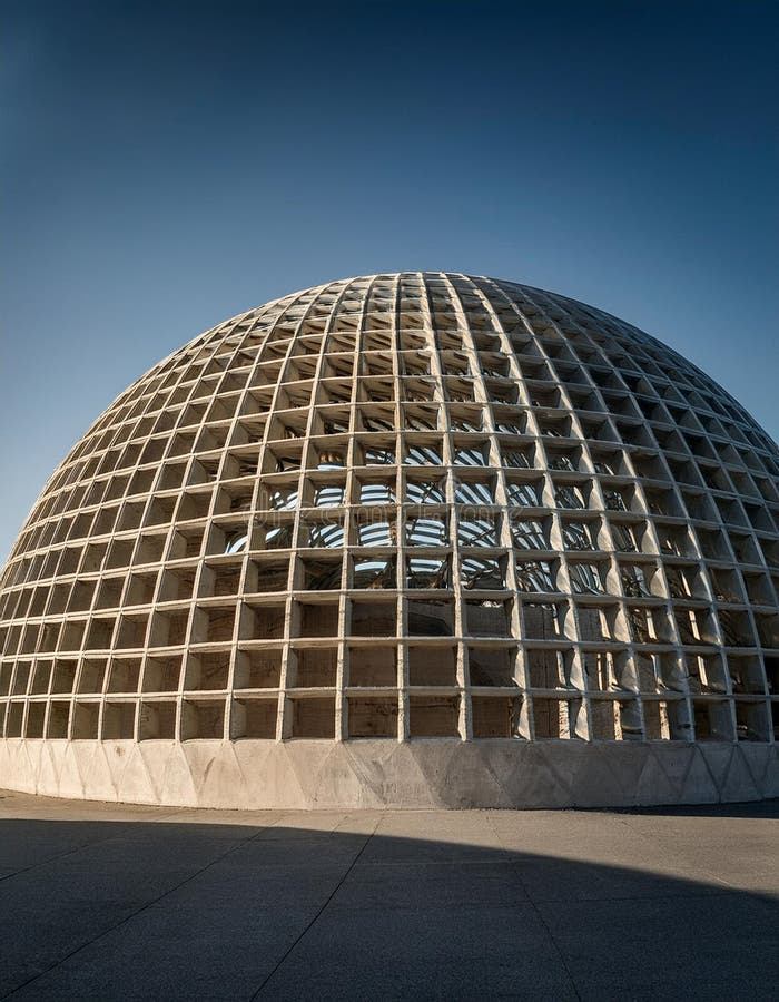 Brutalist Dome with Intricate Shadow Patterns Stock Photo - Image of ...