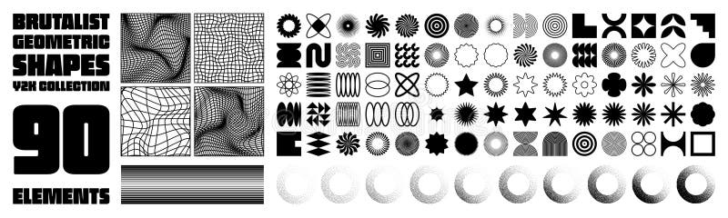 Brutalist Geometric Shapes, Modern Symbols. Groovy Checkered Pattern ...