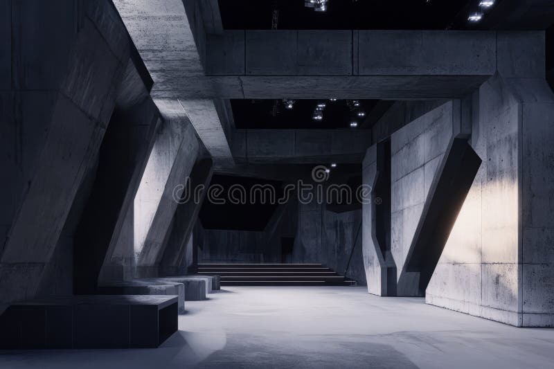 A Brutalist Inspired Music Stage with Angular, Raw Concrete Structures ...