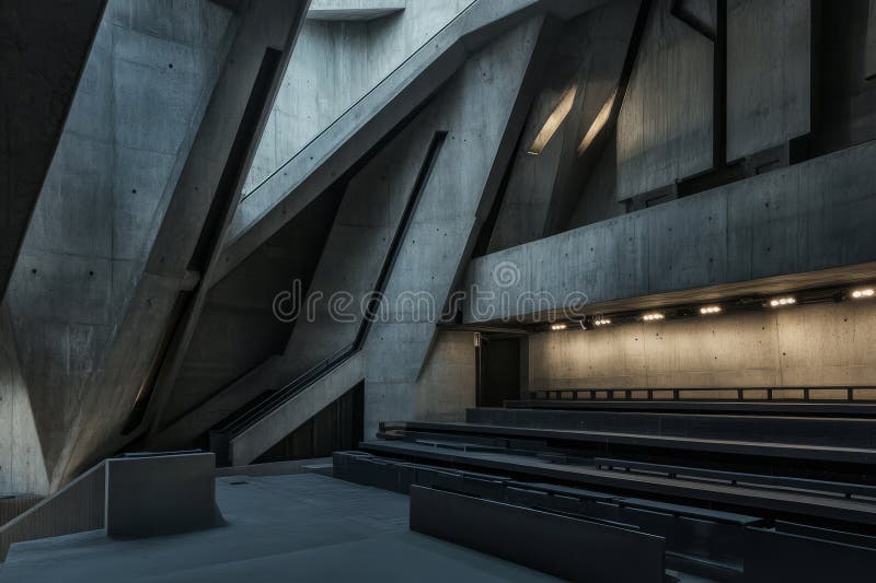 A Brutalist Inspired Music Stage with Angular, Raw Concrete Structures ...