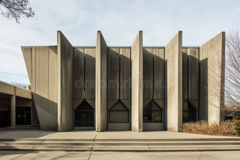 A Brutalist Inspired Office Building with Concrete Walls and Sharp ...