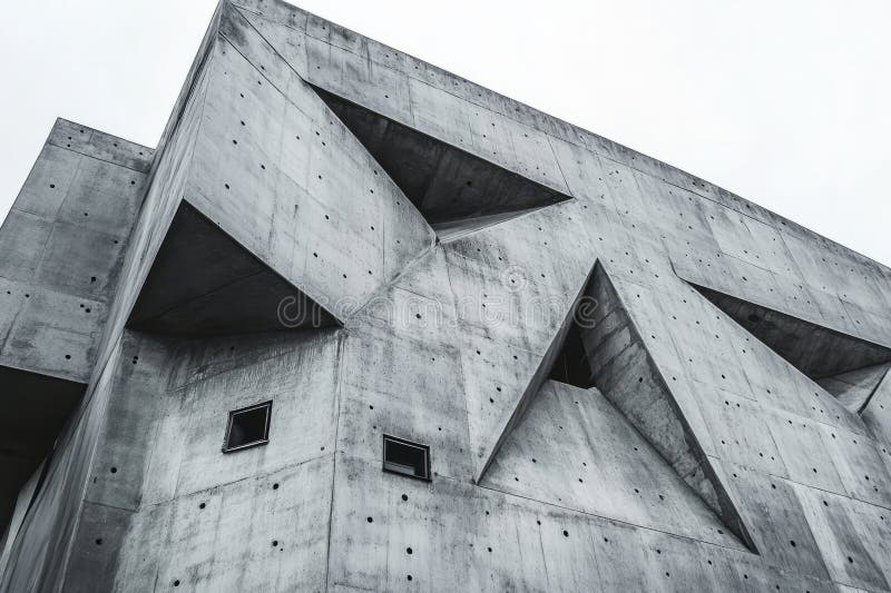A Brutalist Inspired Office Building with Concrete Walls and Sharp ...