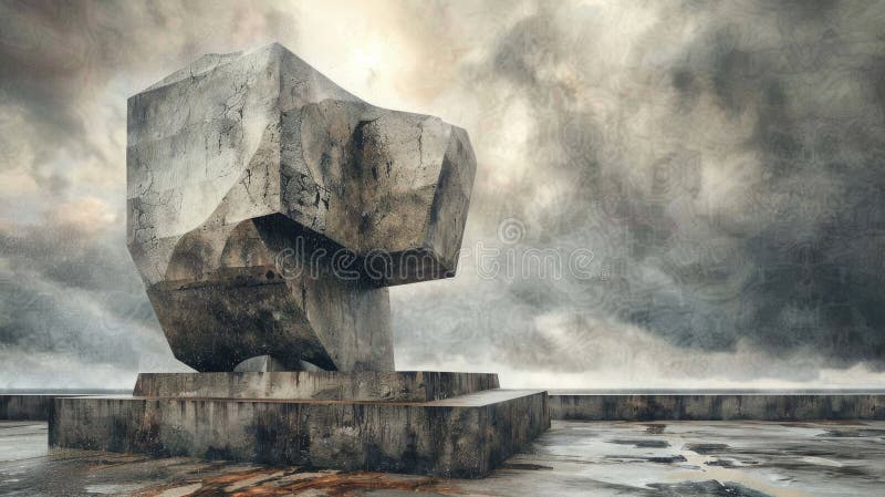 A Brutalist Monument Against a Stormy Sky. the Monument Imposing ...