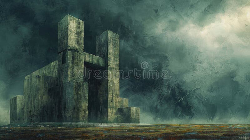 A Brutalist Monument Against a Stormy Sky. the Monument Imposing ...