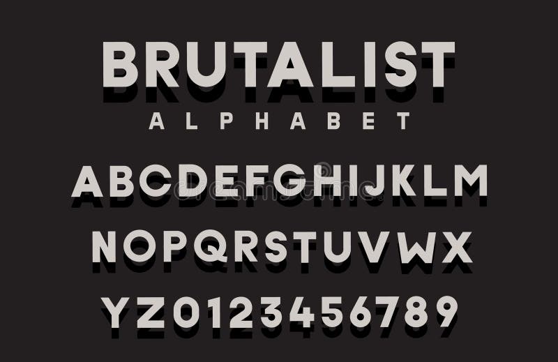 Brutalist Premium Alphabet. Simple Bold and Impactful Font with Shadow Stock Vector ...