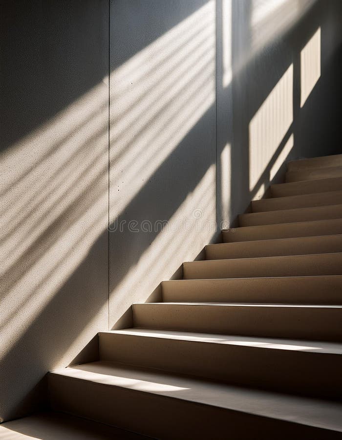 Brutalist Staircase with Light Streaming through Slats Stock Image ...
