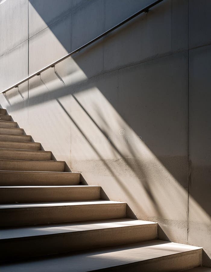 Brutalist Staircase with Light Streaming through Slats Stock Photo ...