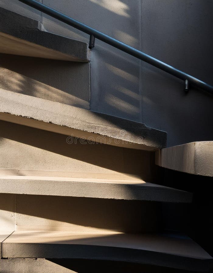 Brutalist Staircase with Light Streaming through Slats Stock Photo ...
