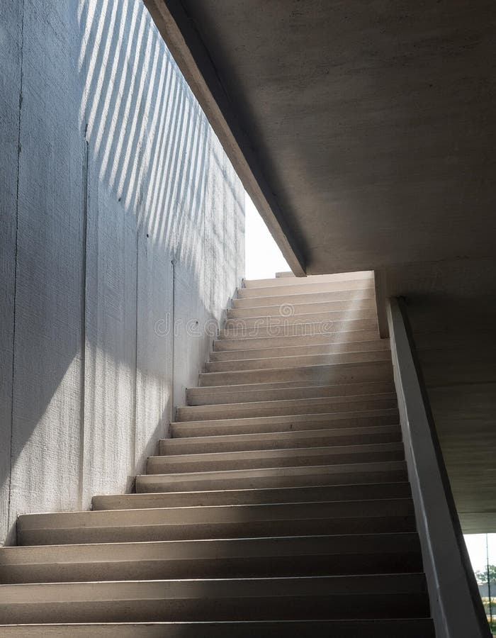 Brutalist Staircase with Light Streaming through Slats Stock Photo ...