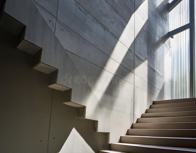 Brutalist Staircase Light Streaming Slats Stock Photos - Free & Royalty ...