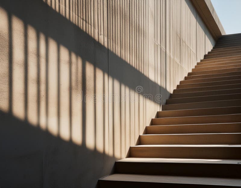 Brutalist Staircase with Light Streaming through Slats Stock Image ...