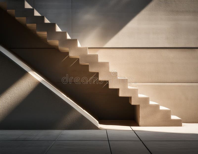 Brutalist Staircase with Light Streaming through Slats Stock Photo ...