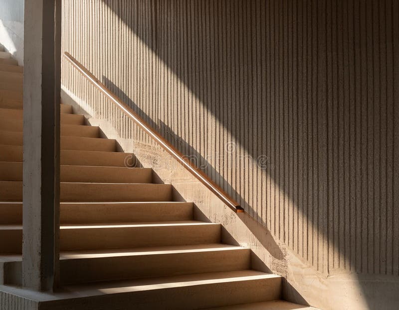 Brutalist Staircase with Light Streaming through Slats Stock Photo ...