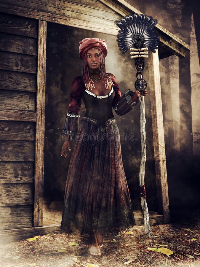 Bruxa Moreno Bonita Com a Serpente Em Suas Mãos E Lua Do Crescente ...