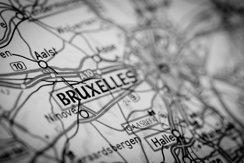 Bruxelles City on a Road Map Stock Photo - Image of tourism ...