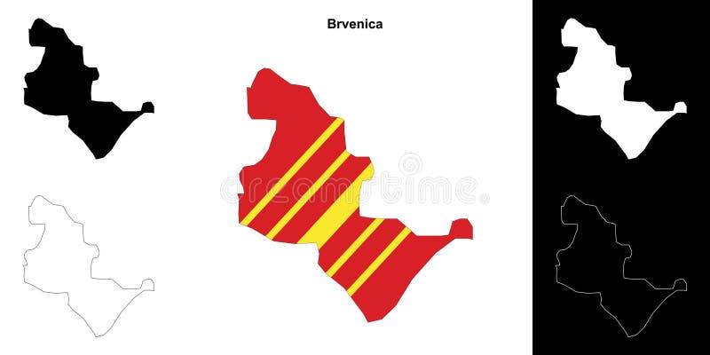 Brvenica outline map stock vector. Illustration of atlas - 334727188
