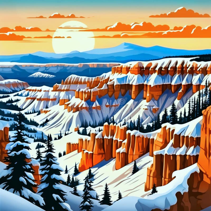 Bryce Canyon Sunset stock illustration. Illustration of drawing - 320027275